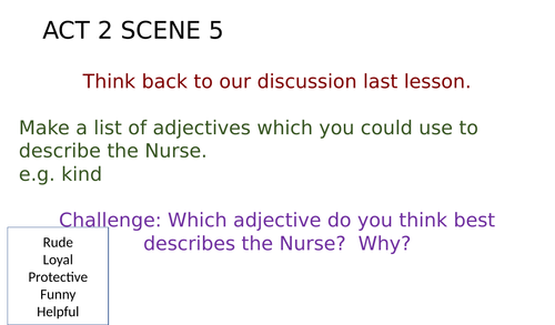 Romeo and Juliet-nurse | Teaching Resources