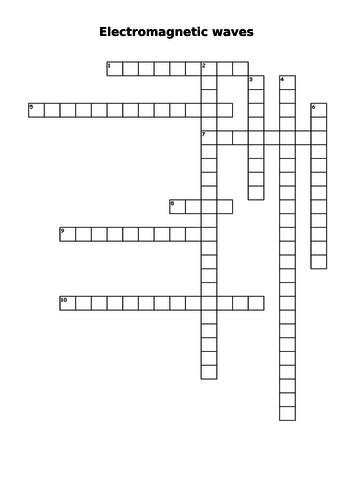 Electromagnetic Waves Crossword | Teaching Resources