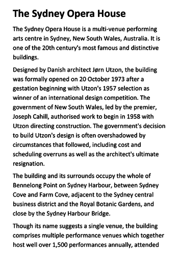 The Sydney Opera House Handout | Teaching Resources