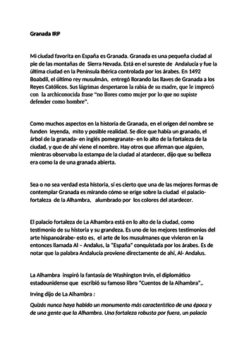 Spanish A Level Individual Research project about Granada. 8 min audio ...