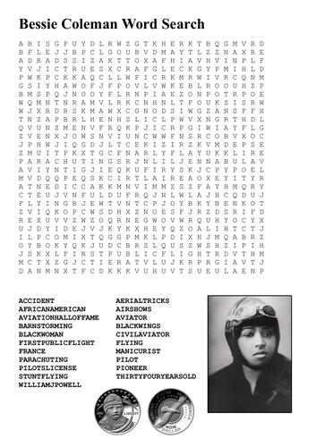 Bessie Coleman Word Search | Teaching Resources
