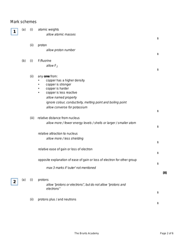 Aqa Gcse Chemistry Revision Atomic Structure And Bonding Teaching Resources