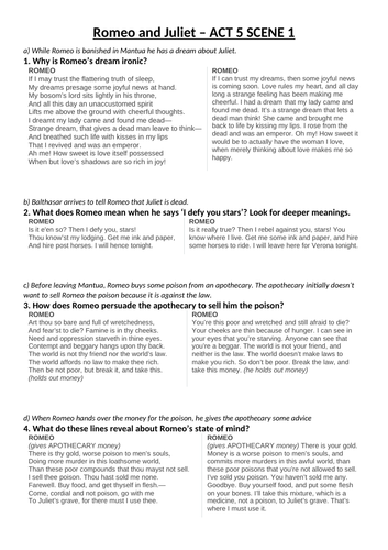 Act 5 Scene 1 Romeo and Juliet lesson | Teaching Resources