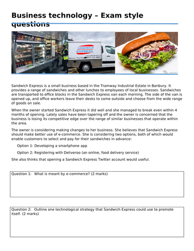 GCSE Business (9-1) - Business technology exam questions | Teaching ...