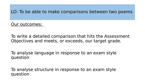 LOVE & RELATIONSHIPS POETRY COMPARISON LESSON - OUTSTANDING (Winter ...