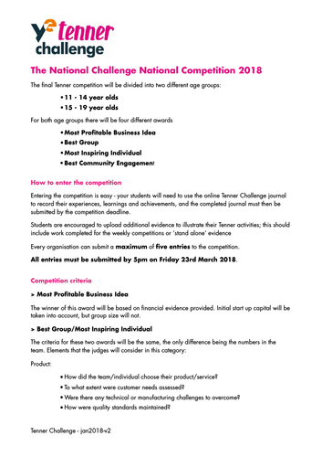 Tenner Challenge | Teaching Resources