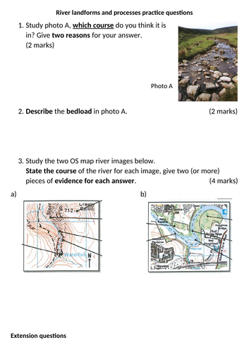 River landforms and processes practice questions 9-1 gcse | Teaching ... River landforms and processes practice questions 9-1 gcse | Teaching ...