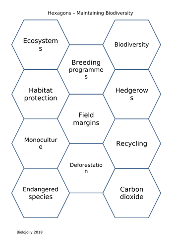 Biodiversity - SOLO Hexagons | Teaching Resources Biodiversity - SOLO Hexagons | Teaching Resources