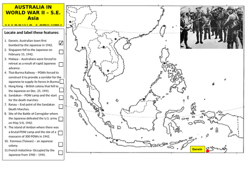 Australia in World War II - Mapping activity | Teaching Resources