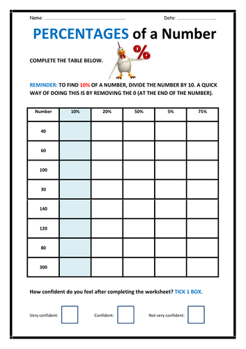 Calculate Percentages of a number - worksheet | Teaching Resources