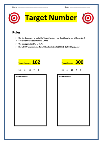 4 Operations: Target Number! | Teaching Resources