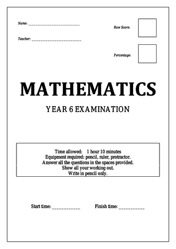Year 6 Maths - End of Year Test | Teaching Resources