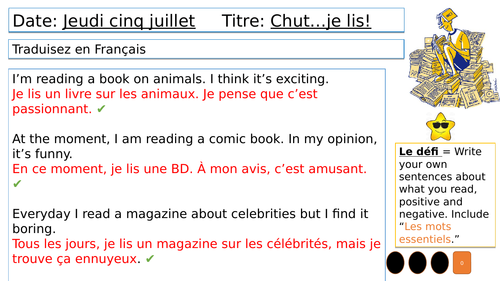 La lecture present tense (regular) | Teaching Resources