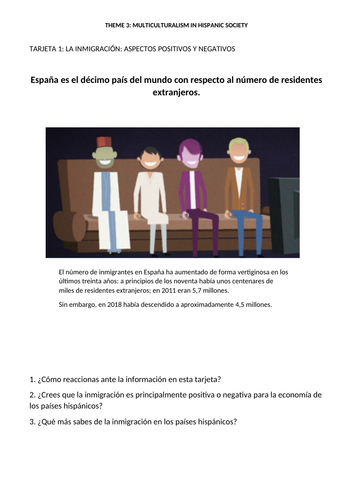 New Spanish A Level. Paper 3 (Speaking) discussion cards: La ...