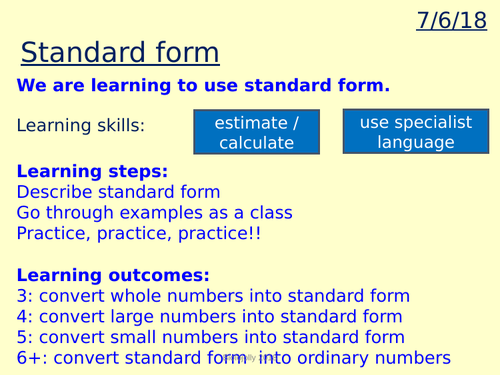 Standard form and orders of magnitude lesson | Teaching Resources
