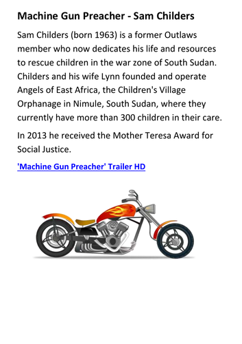 Machine Gun Preacher - Sam Childers Handout | Teaching Resources