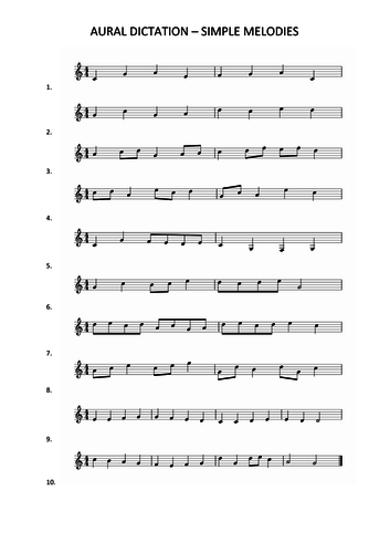 Aural Dictation - Simple Melodies | Teaching Resources