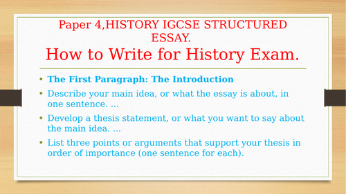 HISTORY PAPER 4 :Structured Essay Writing. | Teaching Resources