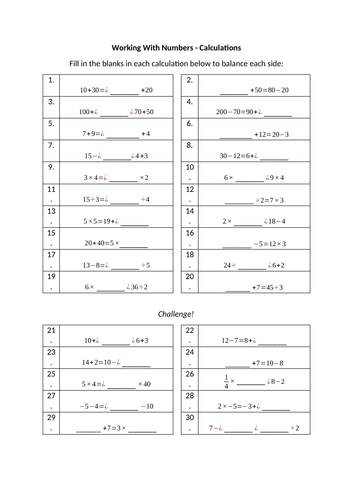 Working With Numbers | Teaching Resources
