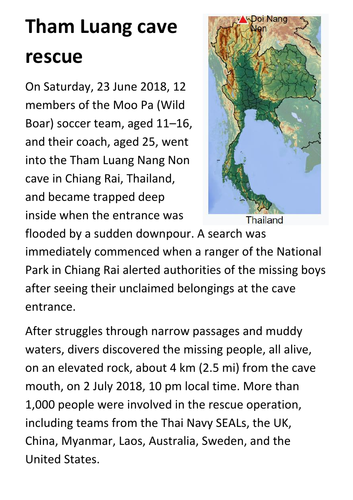 Tham Luang cave rescue Handout | Teaching Resources