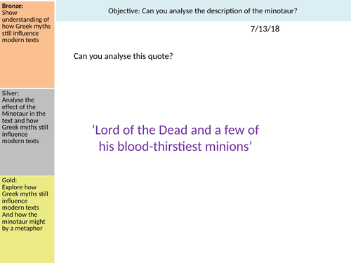 Percy Jackson and the lightening Thief chapter 4 and minatour myth ...