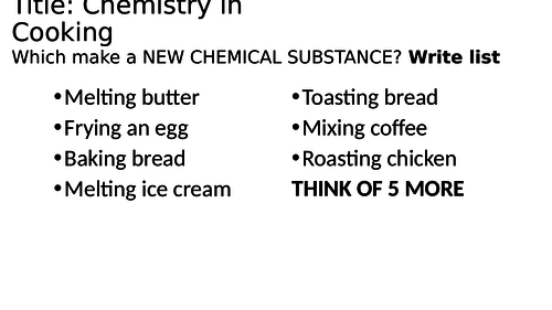 Cooking Chemistry, Chemical Reactions | Teaching Resources