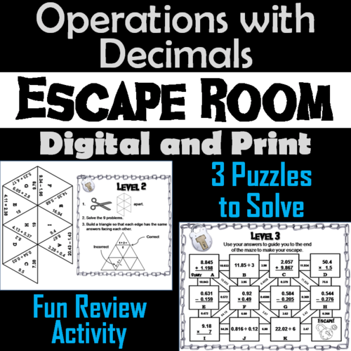 Operations with Decimals: Escape Room Math | Teaching Resources