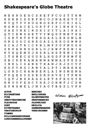 Shakespeare Globe Theatre Word Search | Teaching Resources
