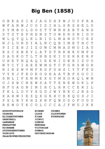 Big Ben Word Search | Teaching Resources