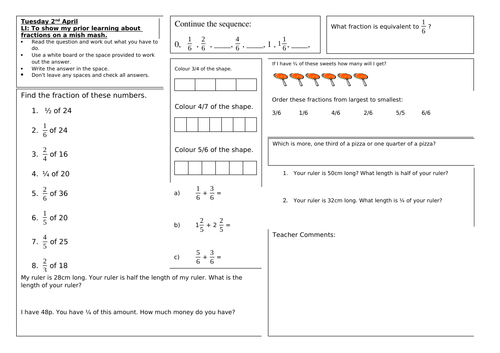 Fractions Mish-Mash (formative assessment) Year 3/4 | Teaching Resources
