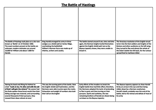 The Battle of Hastings Comic Strip and Storyboard | Teaching Resources