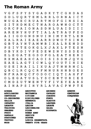 The Roman Army Word Search | Teaching Resources