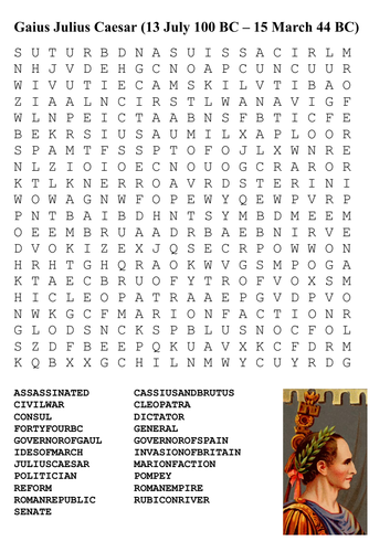 Julius Caesar Word Search | Teaching Resources