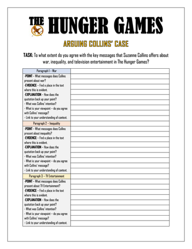 The Hunger Games - Collins' Key Messages! | Teaching Resources