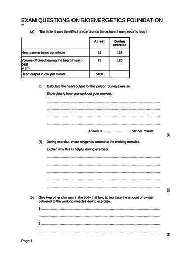 GCSE Biology - Bioenergetics (Respiration & Photosynthesis Exam Packs ...