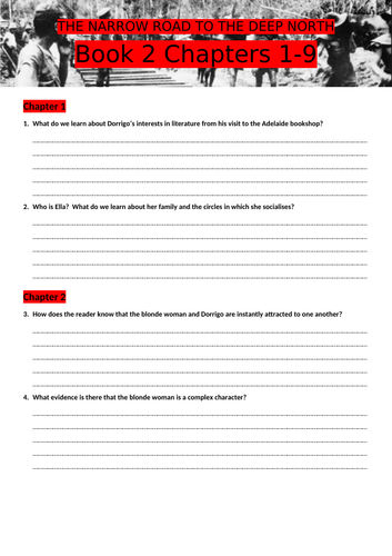 The Narrow Road to the Deep North - Activities for Book 2 Chapters 1-9 ...