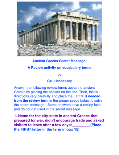 Ancient Greek Secret Message Activity! | Teaching Resources