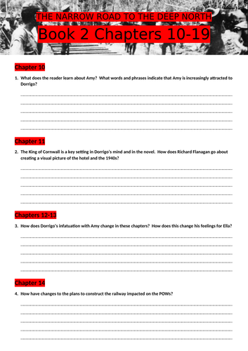 The Narrow Road to the Deep North - Activities for Book 2 Chapters 10 ...