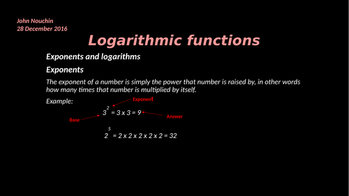 Logarithmic functions | Teaching Resources