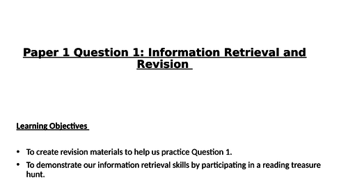Paper 1 Question 1 Language | Teaching Resources