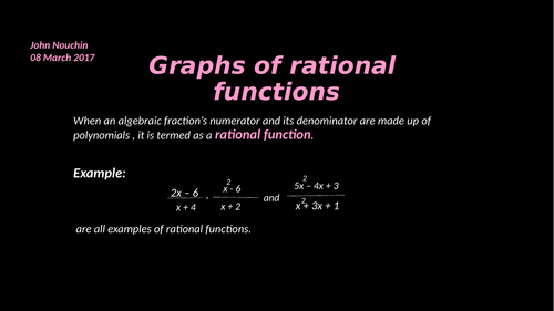 Graphs of rational functions | Teaching Resources