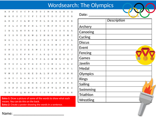 2 x The Olympics Wordsearch Sheet Starter Activity Keywords Cover PE ...