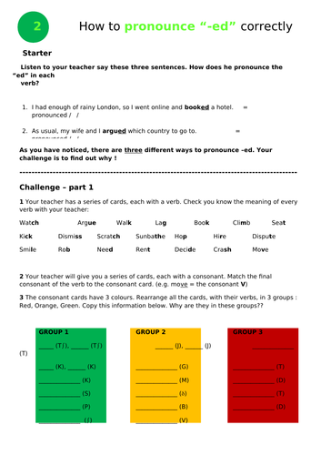 EAL - Pronouncing ED in the past tense | Teaching Resources EAL - Pronouncing ED in the past tense | Teaching Resources