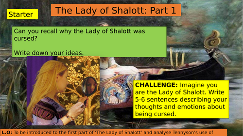 KS3 (7/8/9) The Lady of Shalott Part One | Teaching Resources