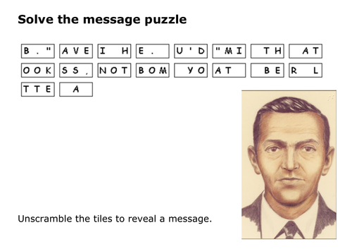 Solve the message puzzle from DB Cooper | Teaching Resources