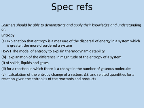 Entropy and Free Energy for A level chemistry | Teaching Resources