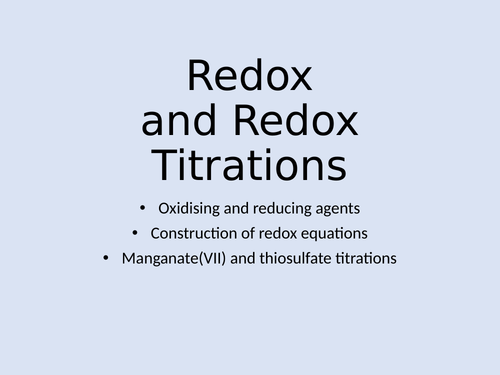 Redox reactions and redox titrations for A level chemistry | Teaching ... Redox reactions and redox titrations for A level chemistry | Teaching ...