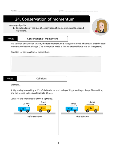 Conservation of momentum | GCSE physics | Teaching Resources