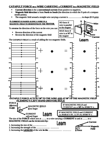 MOTOR EFFECT CATAPULT FIELD | Teaching Resources