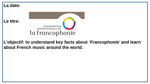 Francophonie - French music | Teaching Resources